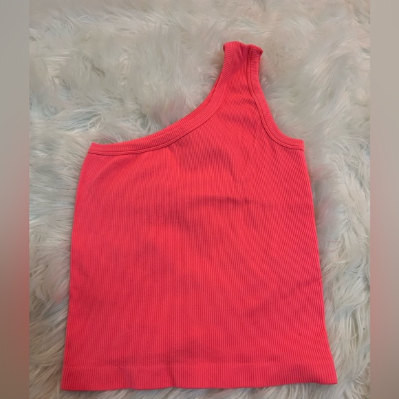 Tops | Neon Pink One Shoulder Tank Top | Poshmark